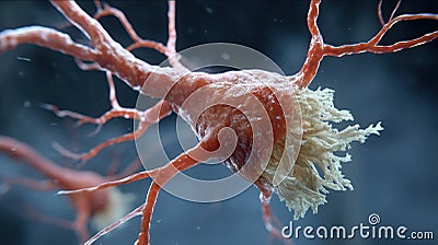 Detailed Close-Up Of Neuron Structure With Axons And Dendrites On A ...