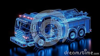Detailed 3D Representation Of A Fire Truck Showcasing Internal ...