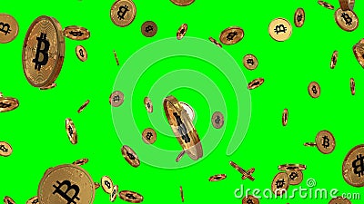 Detailed Golden Bitcoin Rain on Greenscreen Stock Video - Video of ...