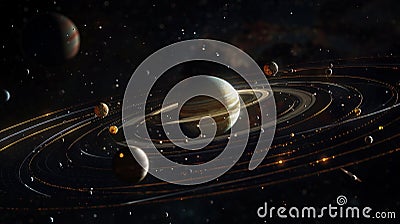 Detailed Illustration Showing The Planets, Moons, And Asteroids In The ...