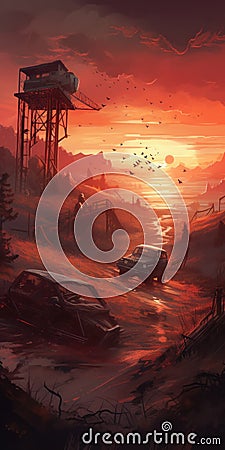 Detailed Lowlands Illustration With Post-apocalyptic Theme Royalty-Free ...