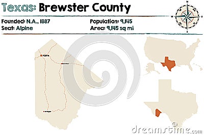 Map Of Brewster County In Texas Vector Illustration | CartoonDealer.com ...