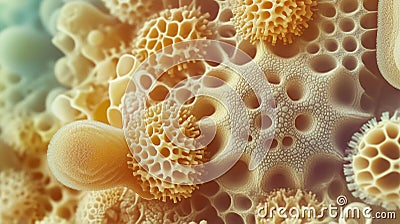 A Detailed Microscopic View Of Various Pollen Grains, Spores, And ...