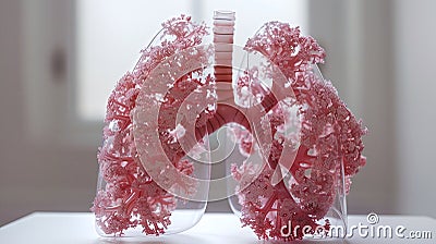 Detailed Pink Lungs Model Representing Human Respiratory System On ...