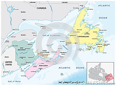 Detailed Vector Map Of The Four Canadian Maritime Provinces ...
