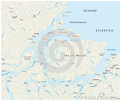 Detailed Vector Map Of The Mouth Of The Amazon River In The Atlantic ...