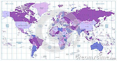 Detailed Vector World Map Of Violet Colors | CartoonDealer.com #72984457