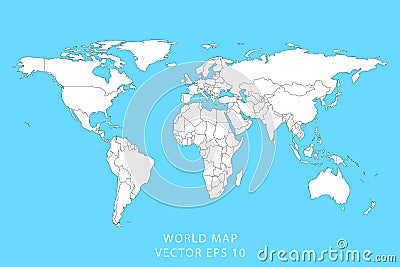 Detailed World Map With Borders Of States. Isolated World Map. Vector ...