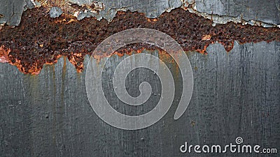 Deterioration Of The Old Iron Grey Painted Peeling, Rusted On Surface ...