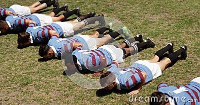 Rugby Players Doing Push Ups in the Field 4K 4k Stock Footage - Video ...