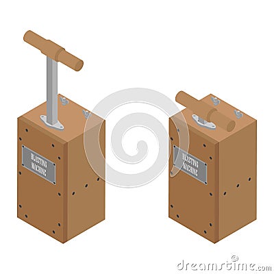Detonator Boxes. Blasting Machine Isolated On White Background. Caution ...