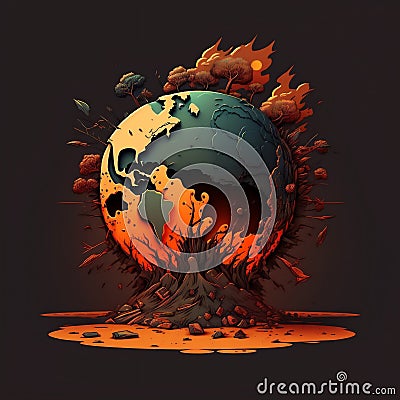 A Devastated And Broken Planet Earth Royalty-Free Cartoon ...