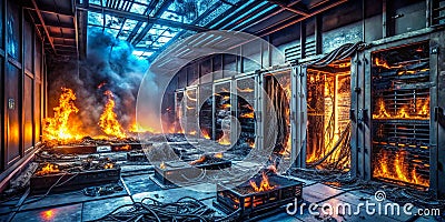 Devastating Fire Damages Critical Server Room Infrastructure Assessing ...