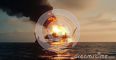 Devastating Oil Rig Fire In The Middle Of The Sea: Offshore Platform ...
