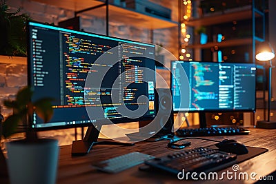 Developing Programmer Team Development Website Design And Coding Technologies Stock Photography ...