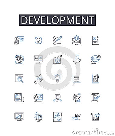 Development Line Icons Collection. Advancement, Evolution, Progression, Improvement, Growth ...