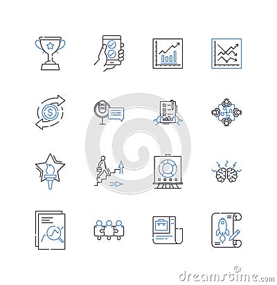 Development Progress Line Icons Collection. Milests, Progression ...