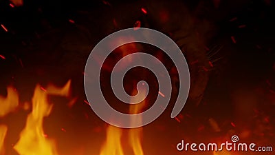 Devil Concept of Huge Red Eyed Beast in Fire Stock Video - Video of ...