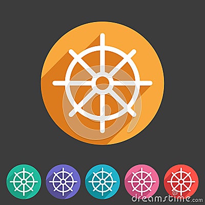 Dharma Wheel Dharmachakra Buddhism Icon Flat Web Sign Symbol Logo Label Vector Illustration ...