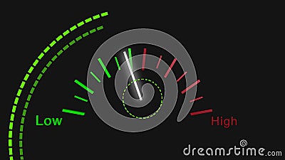 Dial Meter Showing Low To High with Alert Warning 4k Animation Stock ...