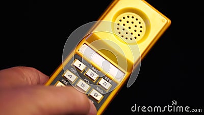 Dialing 911 on Vintage Speed Dial Telephone Device from 1980s, Close Up ...