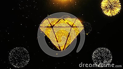 Diamond Icon on Firework Display Explosion Particles. Stock Footage ...