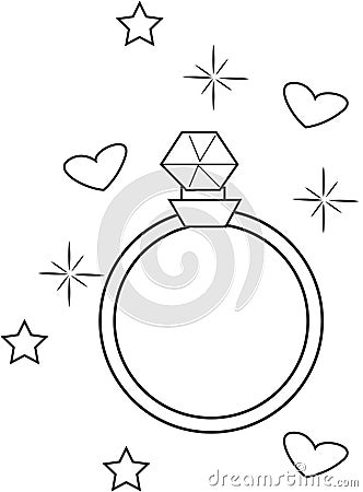 Diamond Ring Coloring Page Stock Illustration - Image: 53482266