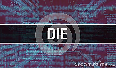 Die With Digital Java Code Text. Die And Computer Software Coding Vector Concept. Programming ...