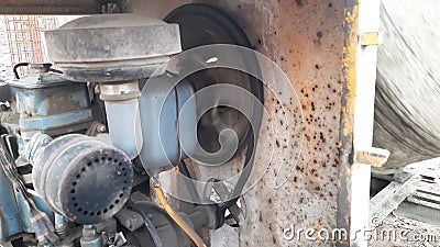 Diesel Engine of Cement Concrete Mixer Machine in Working Condition ...