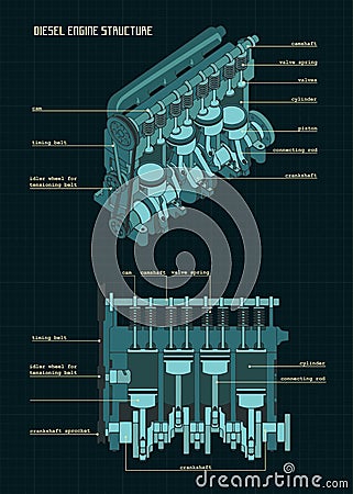 Diesel Engine Color Drawings Vector Illustration | CartoonDealer.com ...