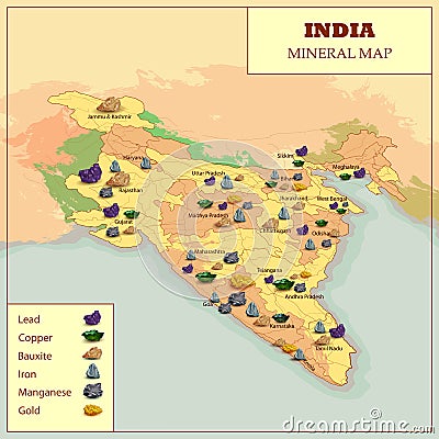Different Mineral Map Of India Vector Illustration | CartoonDealer.com ...