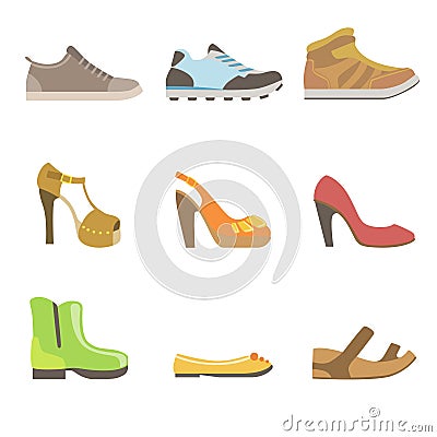 Different Shoes Set Cartoon Vector | CartoonDealer.com #73534555
