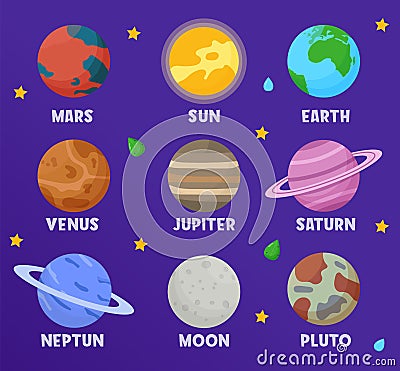Different Types Of Planets In The Solar System. Space. Flat Vector ...