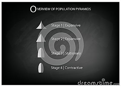 Different Types Of Population Pyramids On Chalkboard Background Cartoon ...