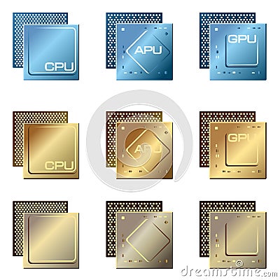 Different Types Of Processors Vector Illustration | CartoonDealer.com ...