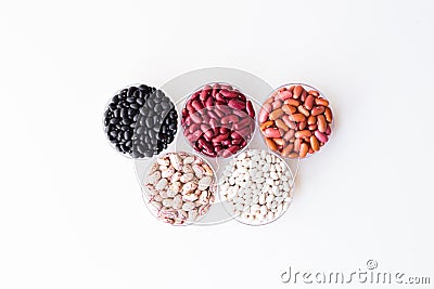 Different Varieties Of Beans In Round Plates. Olympic Rings Royalty ...