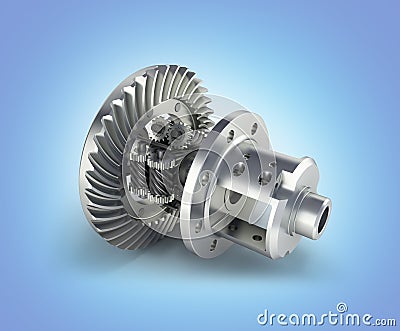 The Differential Gear In Detal On Blue Gradient Background 3d ...