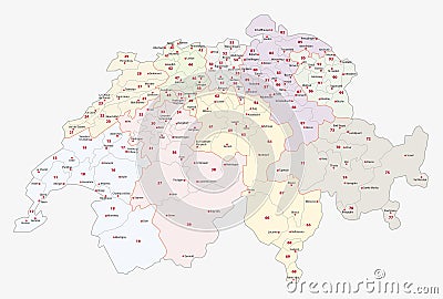 2-digit Postcode Areas Switzerland Vector Illustration | CartoonDealer ...