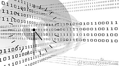 Clock and binary codes stock video. Video of computing - 145068933