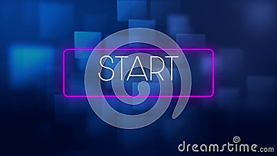 Digital Animation of Start Text on Neon Box Frame Against Multiple ...
