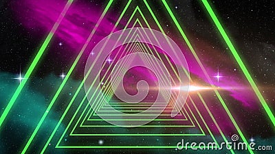 Digital Animation of Triangle Shapes in Seamless Motion Against Shining ...