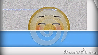 Digital Animation of Tv Static Effect Over Blushing Face Emoji on White ...