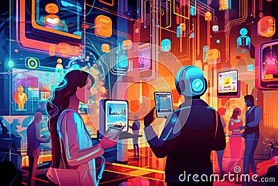 Digital Assistants & AI - Generative AI Royalty-Free Cartoon ...