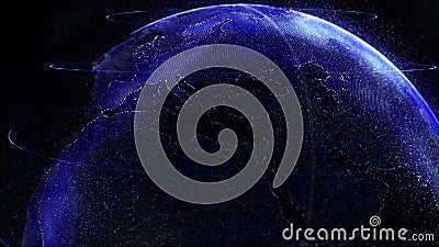 Digital Blue Shinny Globe Of Earth. Rotation Of Glossy Planet With ...