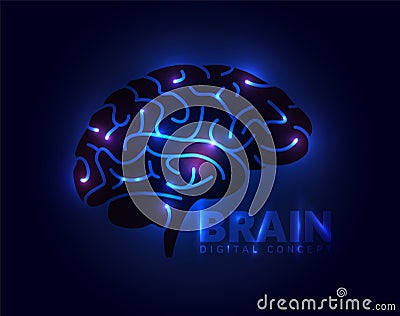 Digital Brain Concept Template For Artifical Intelligence Banners Or ...