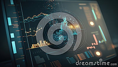 Digital Charts And Graphs With Binary Code On A Computer Screen. Data, Technology, Information ...