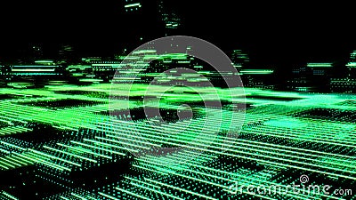 Technology Digital Construction Dot Moving Flow Data Communication 4K ...