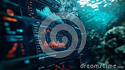 Digital Financial Data Displayed Underwater, Integrating Technology ...