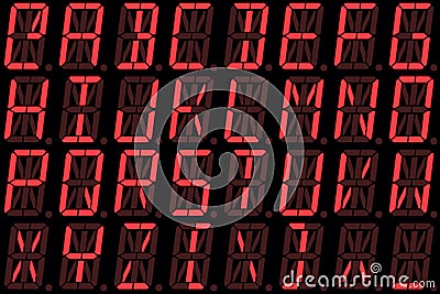 Digital Font From Capital Letters On Red Alphanumeric LED Display ...