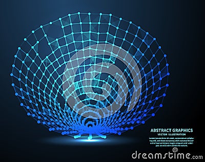 Digital Funnel, Vector Illustration. Network Connections With Points ...